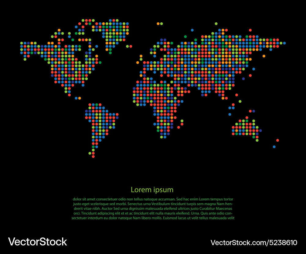 Colorful Dotted World Map Royalty Free Vector Image