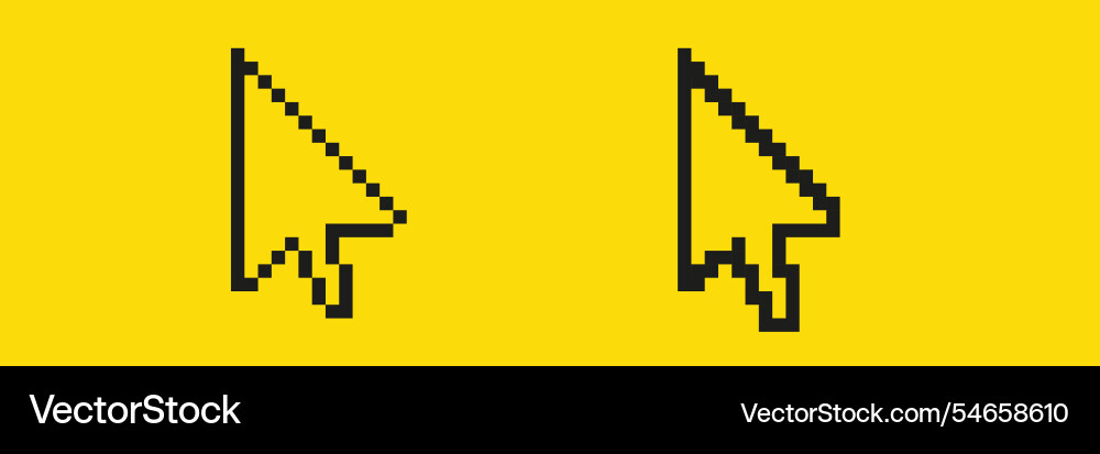 Pixel Art Computer Cursors auf gelbem Hintergrund Vektorbild