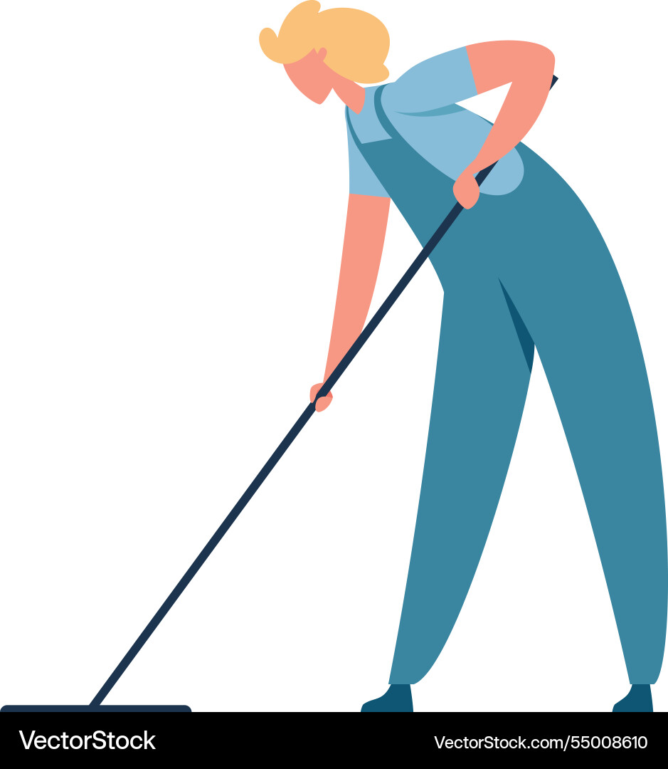 Professional cleaning service worker washing floor