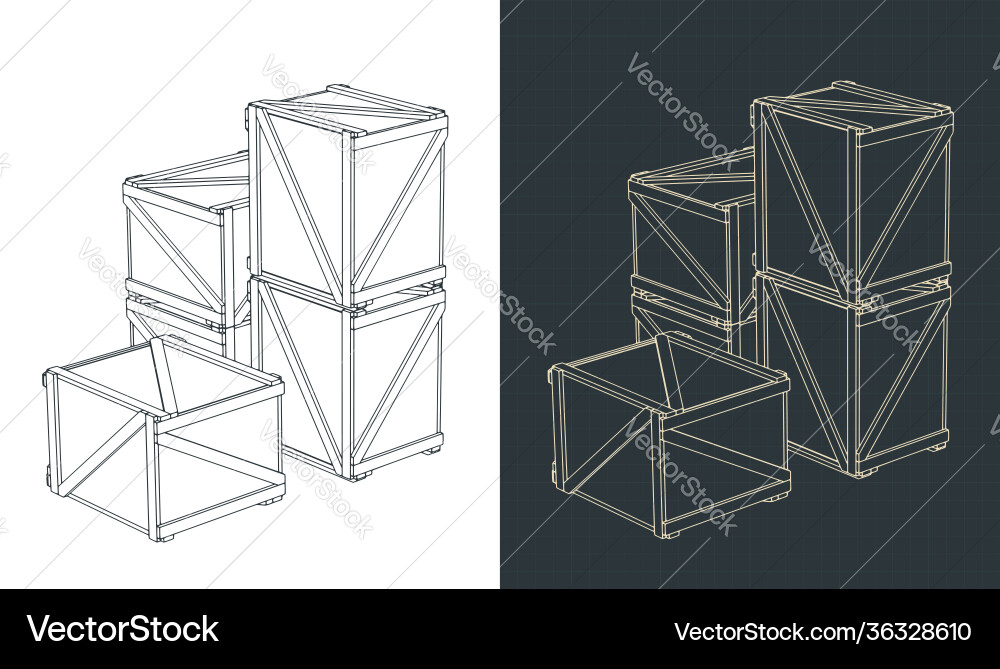 Shipping crates sketches Royalty Free Vector Image