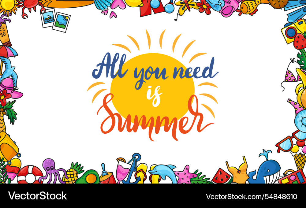 Stylish summer frame card design lettering phrase Vector Image