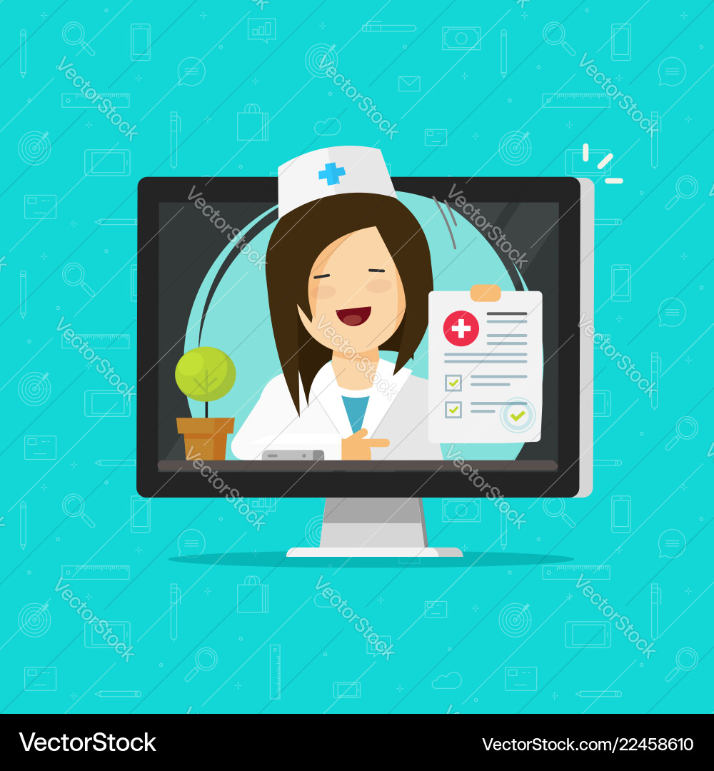 Telemedicine flat cartoon Royalty Free Vector Image
