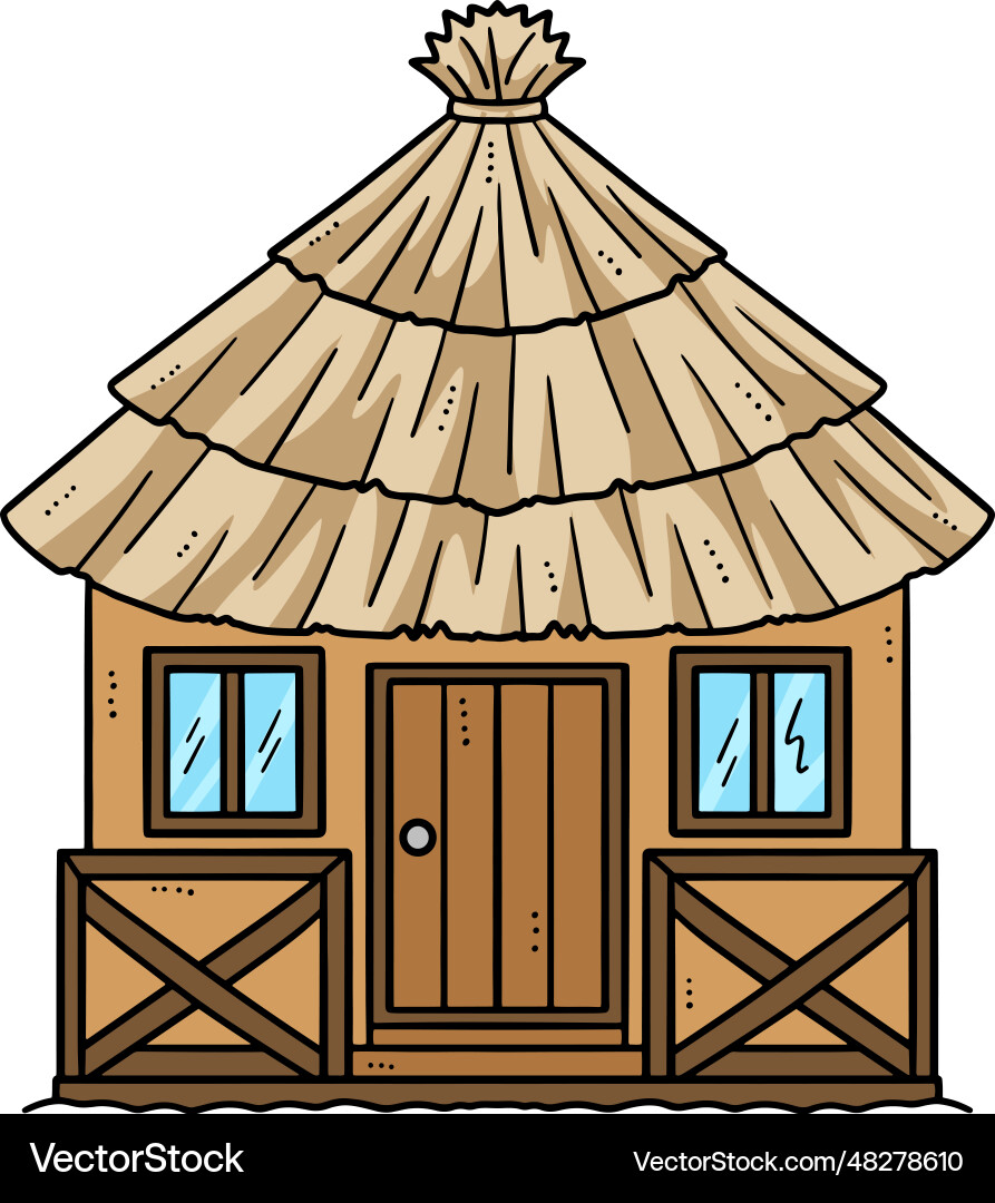 Tropical hut cartoon colored clipart Royalty Free Vector