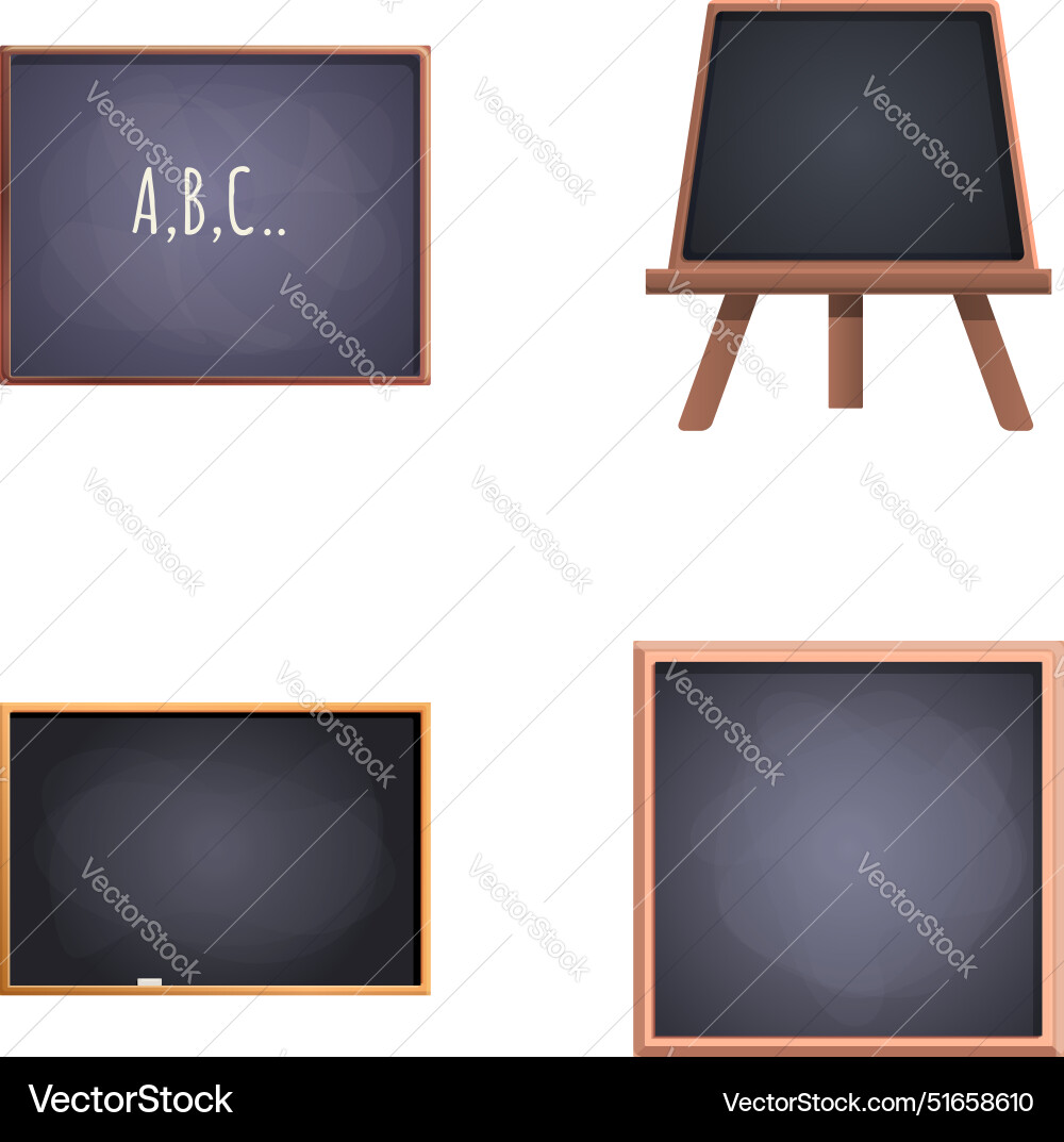 Various chalkboard icons set cartoon black Vector Image