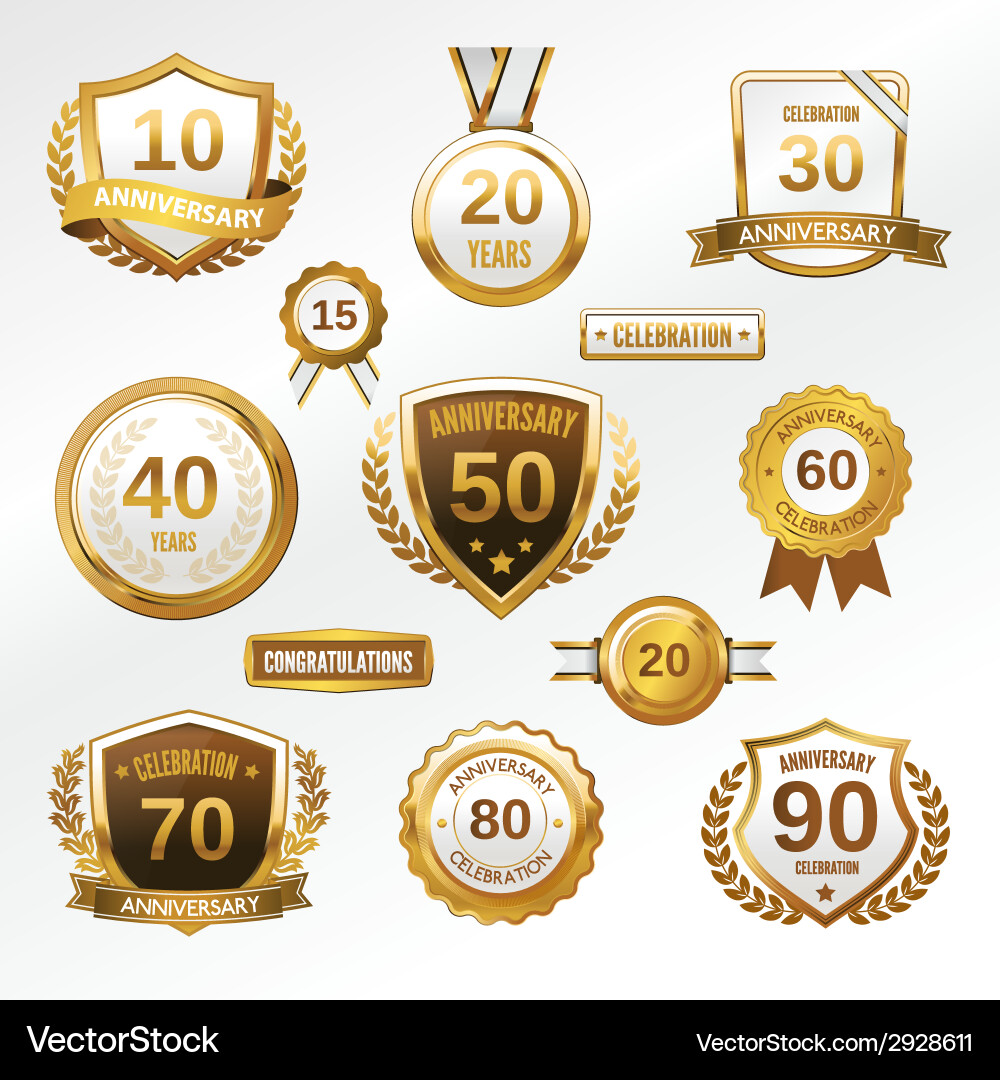 Anniversary label set Royalty Free Vector Image