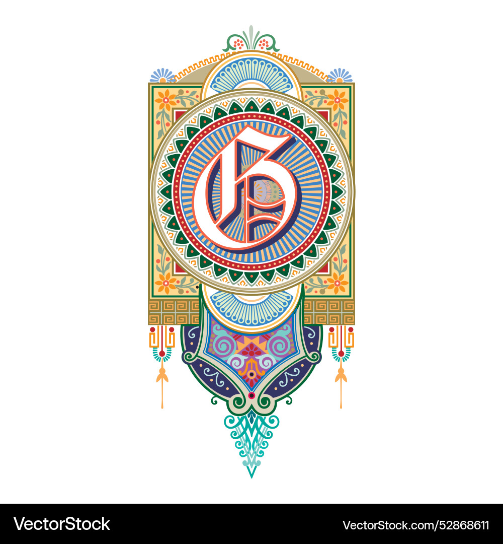 Art marquesa initial caps font capital letter g Vector Image
