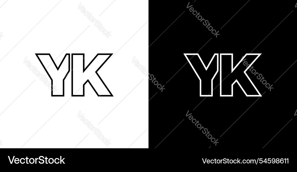 Letter y and k yk logo design template minimal Vector Image