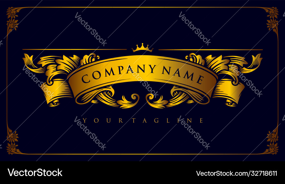 Luxury ribbon gold ornament Royalty Free Vector Image