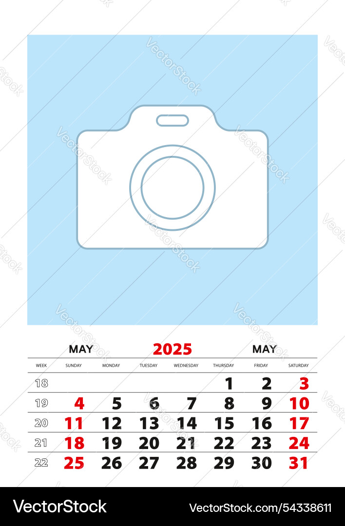 May 2025 calendar planner a3 size with place Vector Image