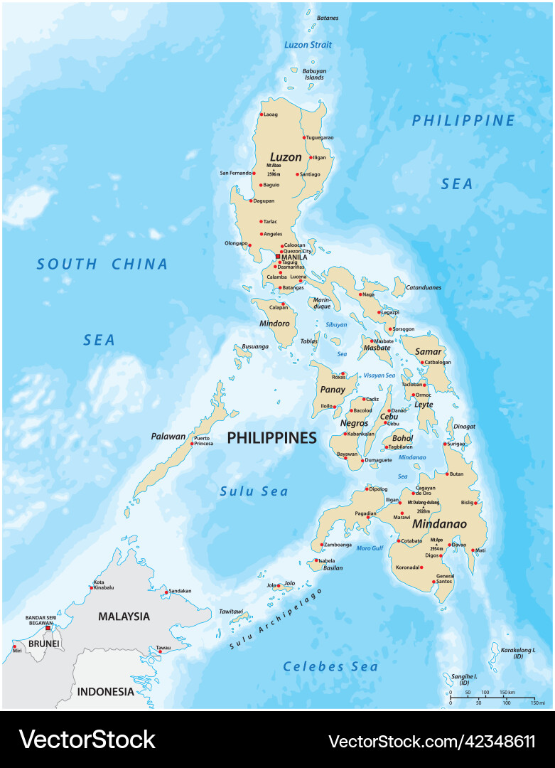 Philippines Island Map Royalty Free Vector Image