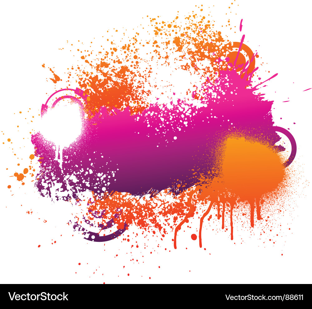 Purple and orange paint splatter Royalty Free Vector Image
