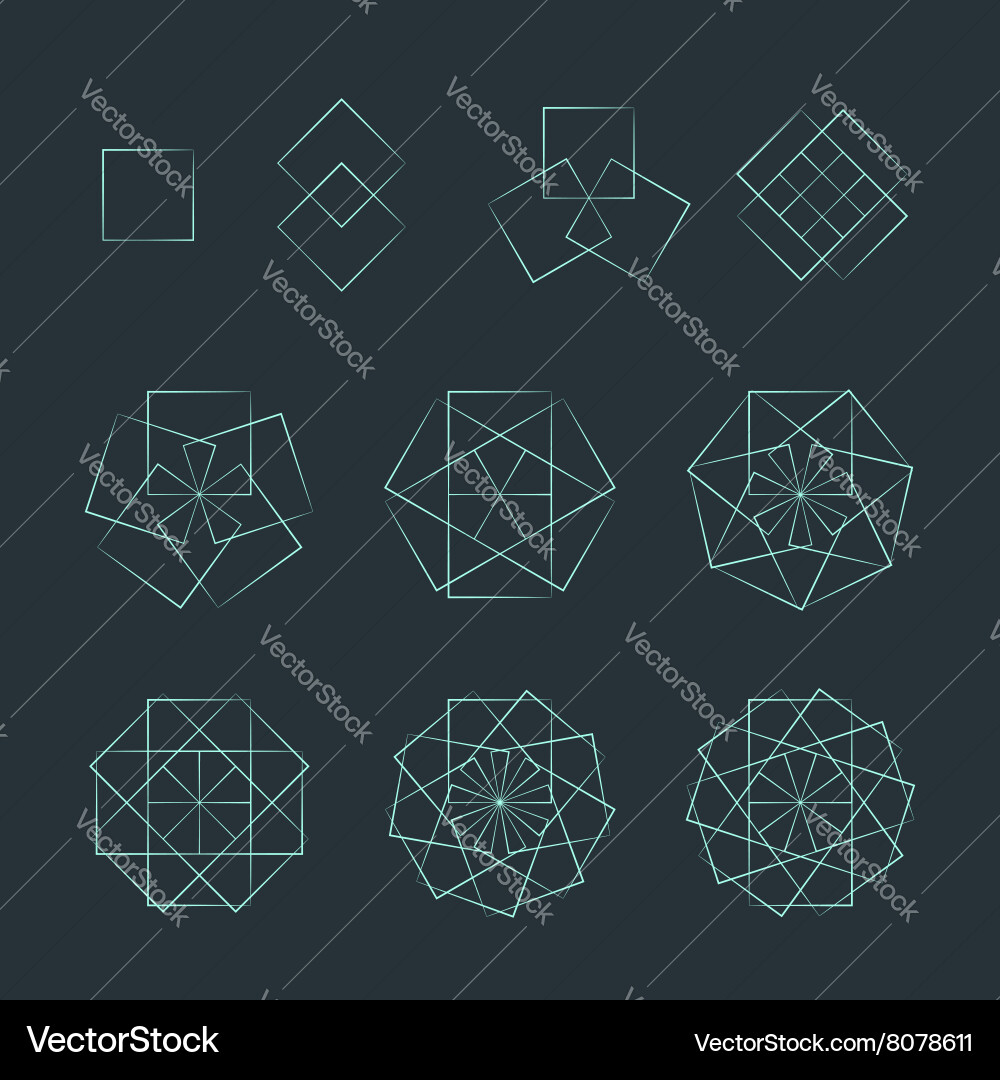Quadrangle contour various sacred geometry set Vector Image