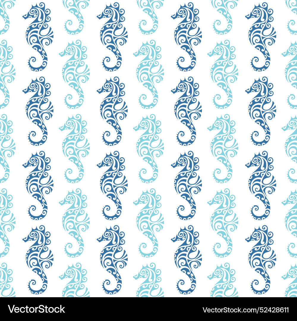 Seamless pattern with seahorse maori style Vector Image