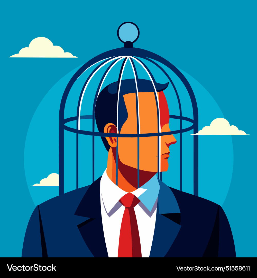 Struggle prison mind fixed mindset trapped inside Vector Image