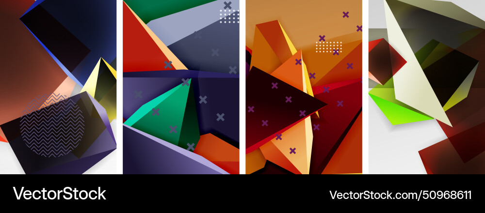Trendy low poly 3d triangle shapes and other Vector Image