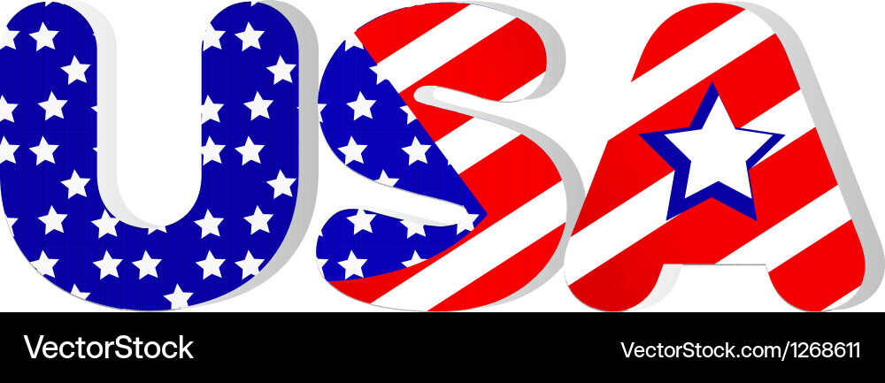 Usa word in flag colors Royalty Free Vector Image
