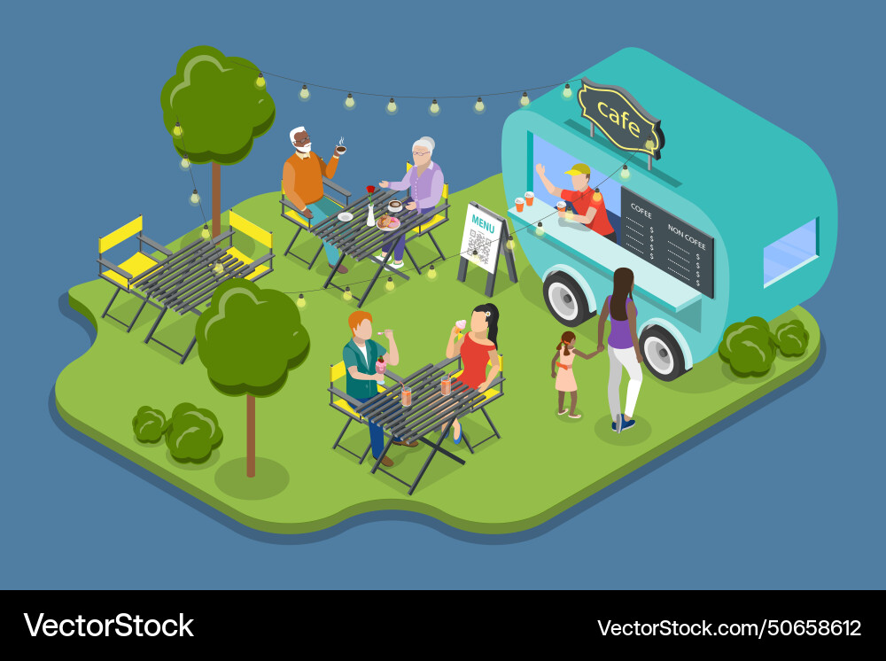 3d isometric flat of street Royalty Free Vector Image