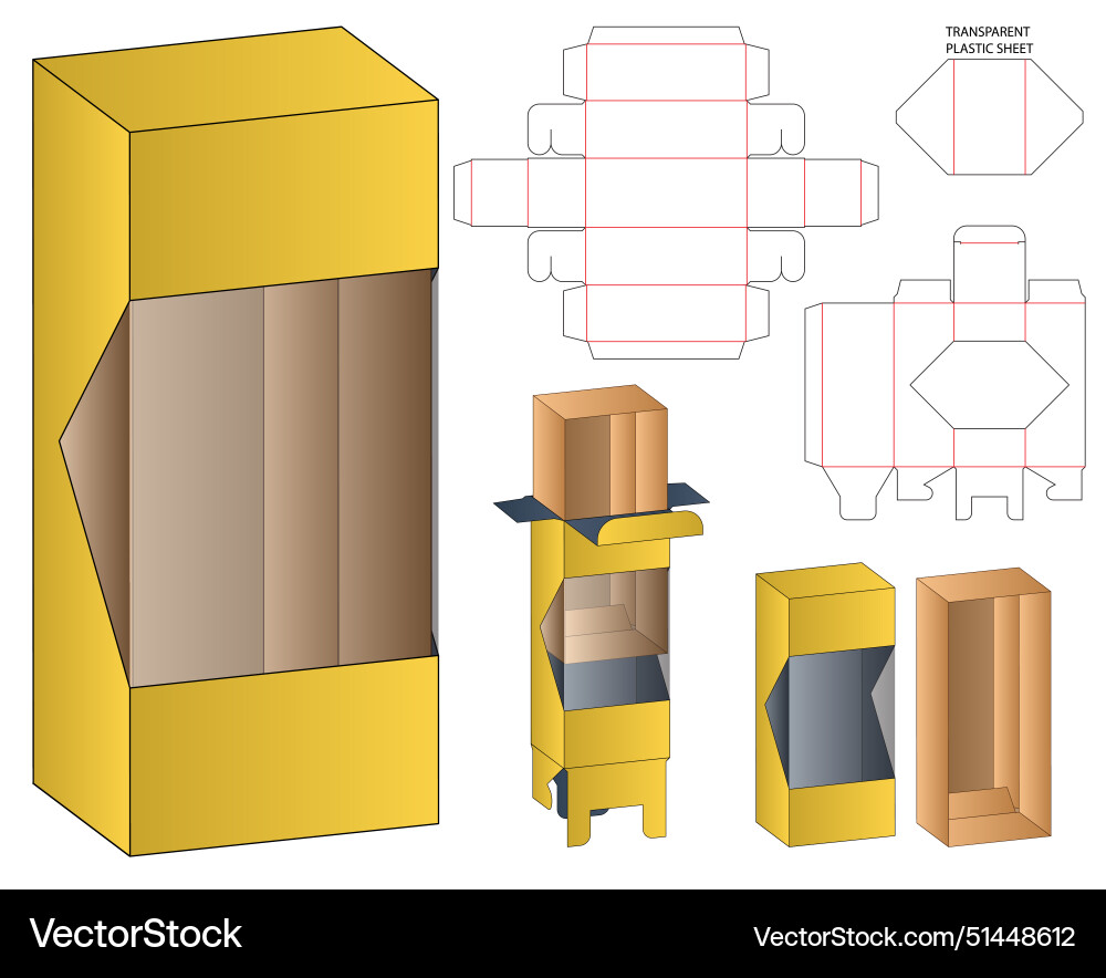 Box packaging die cut template design 3d mock-up Vector Image