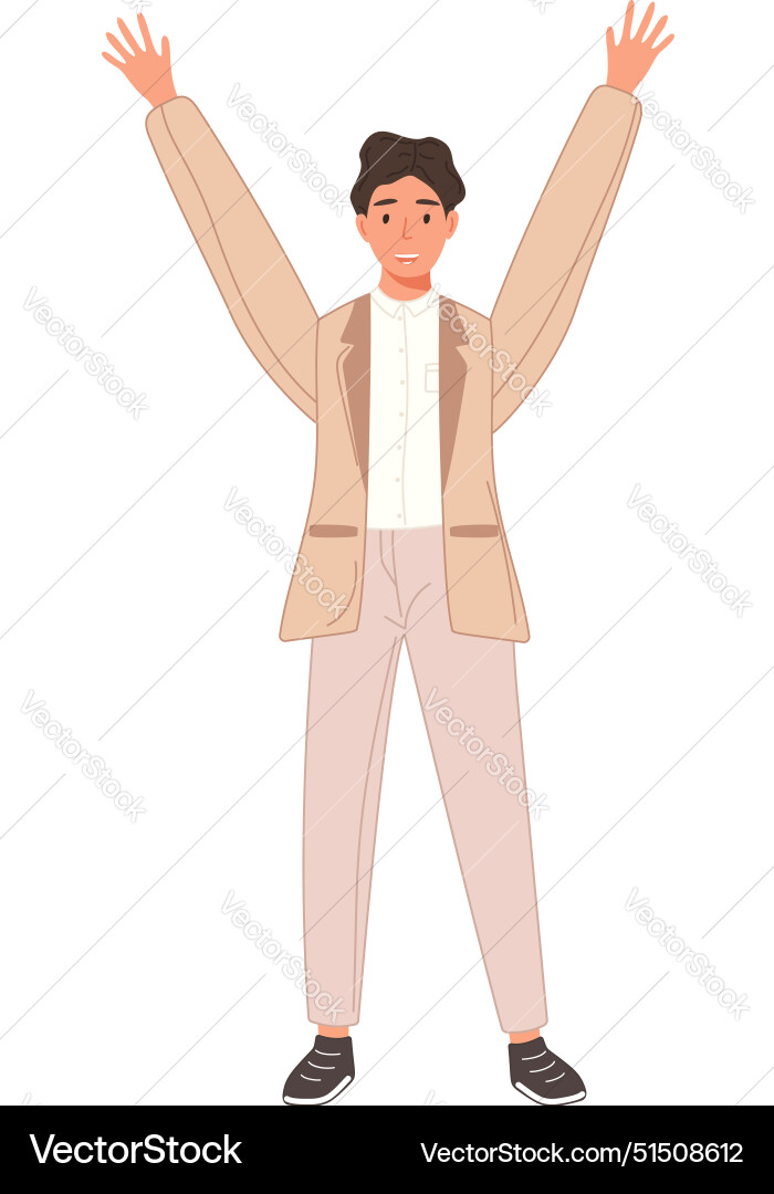 Business man celebrating victory Royalty Free Vector Image