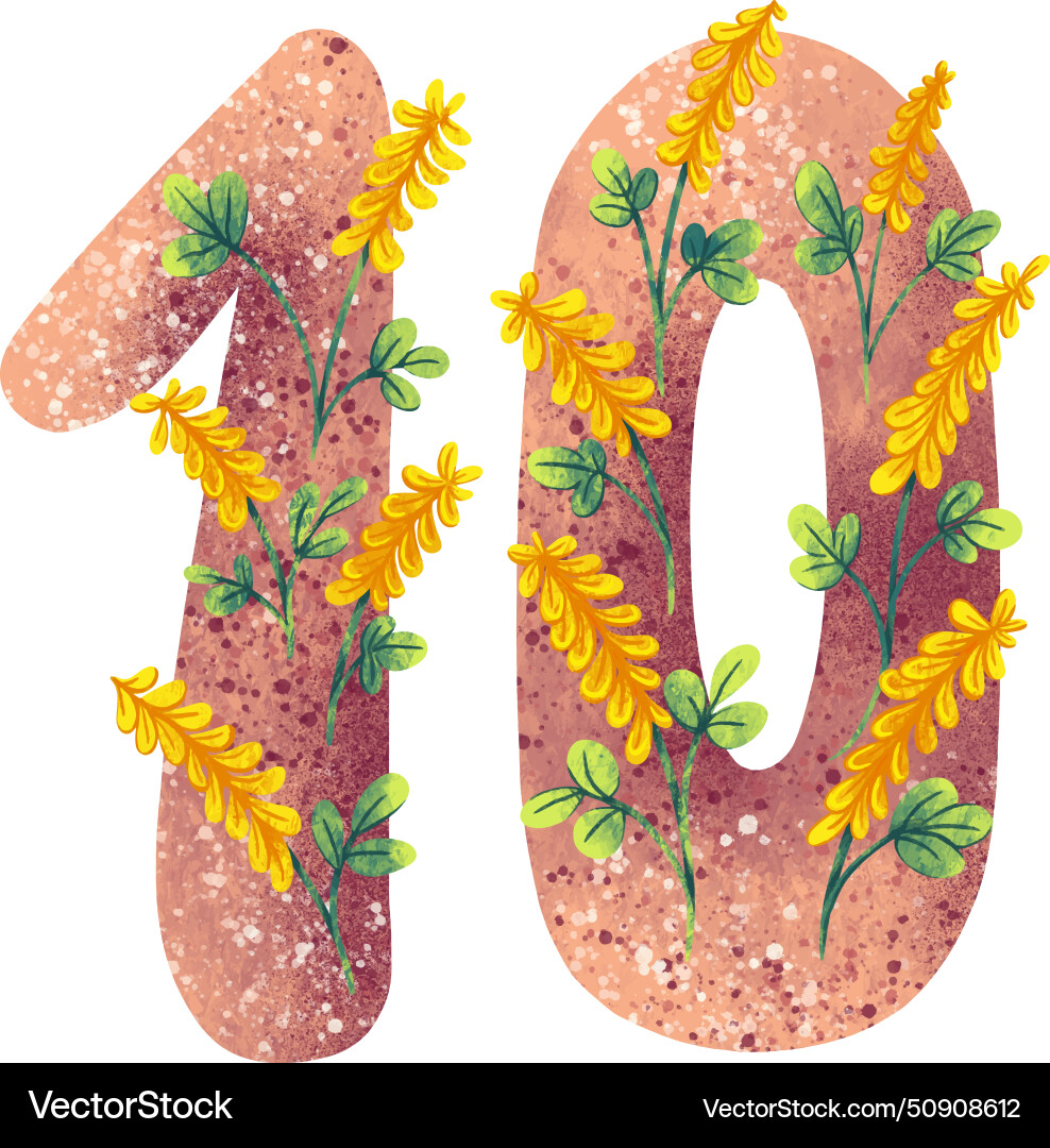 For children numbers account with flowers Vector Image