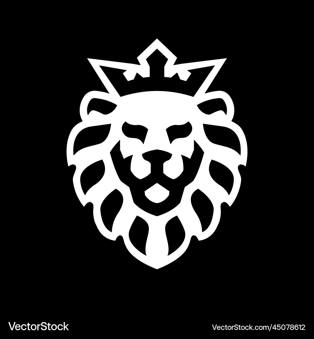 Lion Head Crown Logo Royalty Free Vector Image