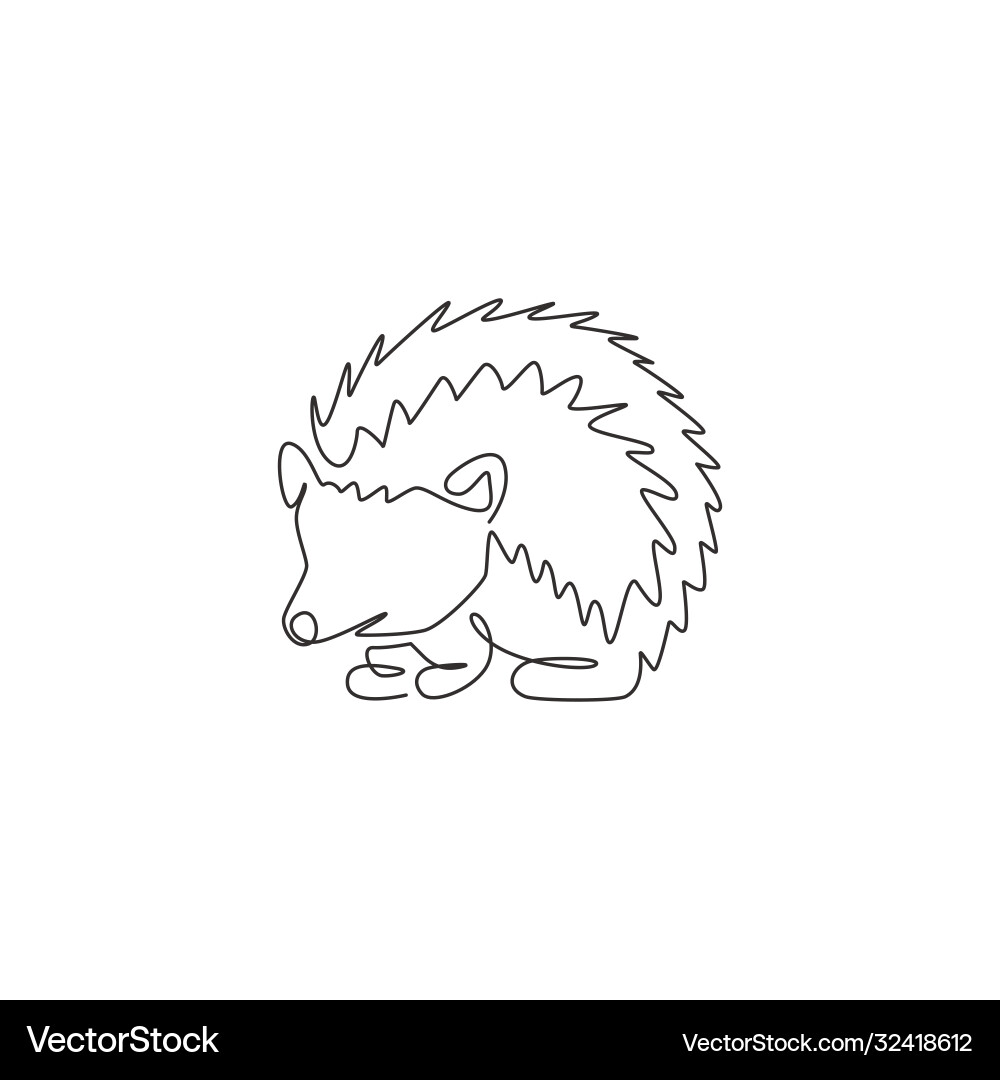 One continuous line drawing cute little Royalty Free Vector