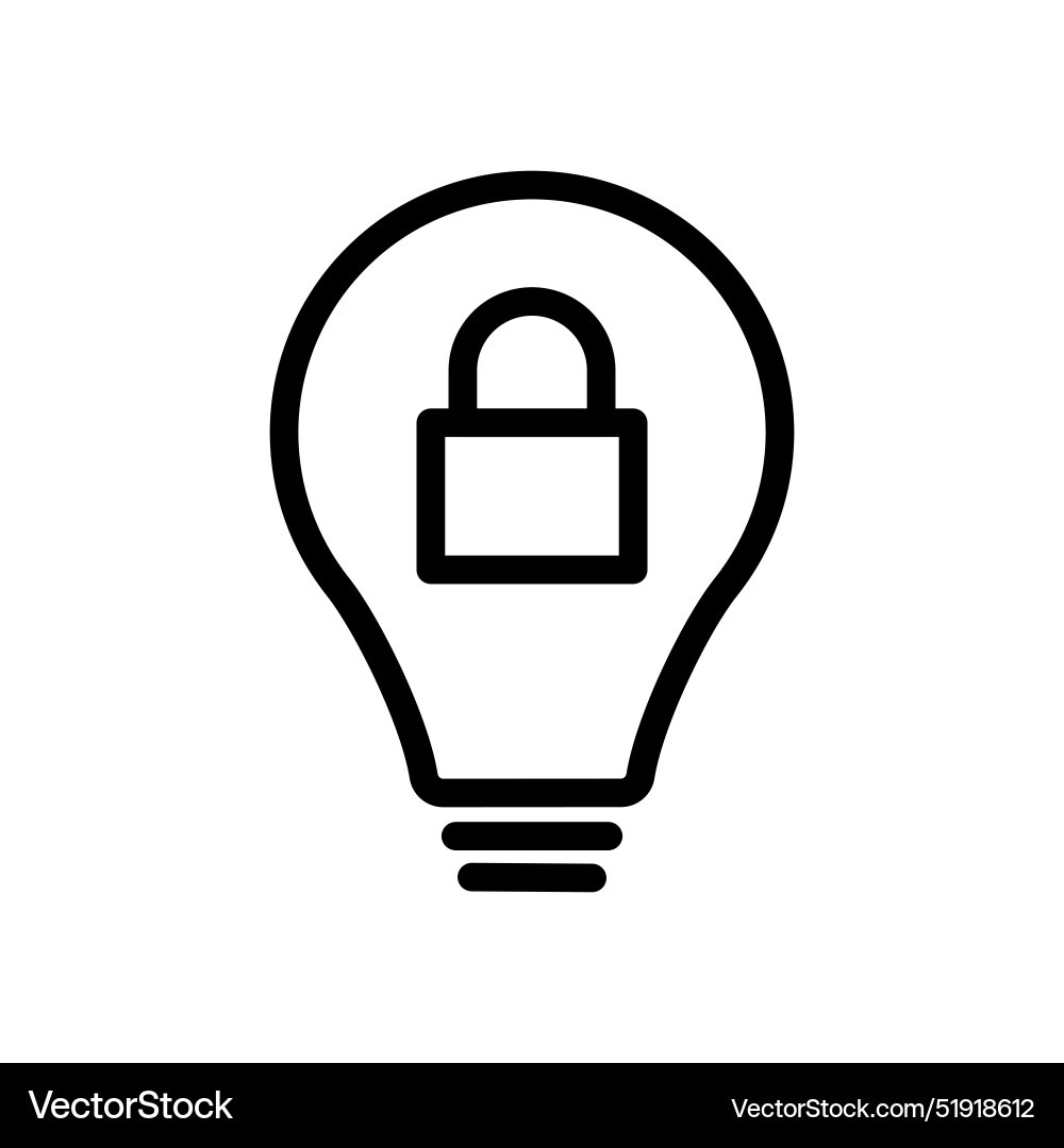 Patented solution locked icon outline set Vector Image