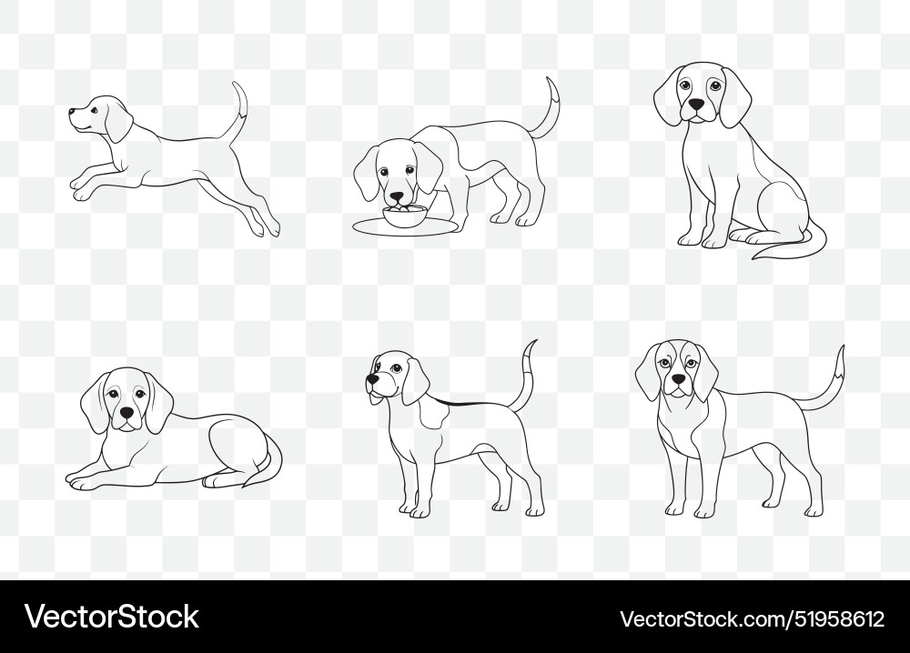 Print comprehensive beagle line art Royalty Free Vector