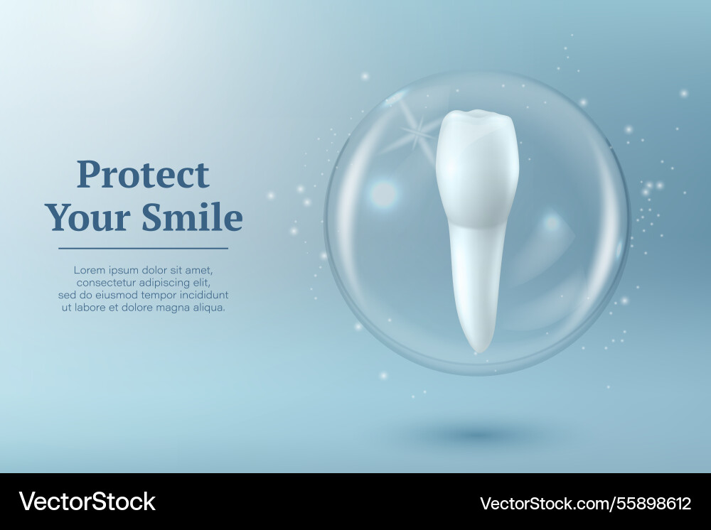 Protect your smile 3d realistic tooth Royalty Free Vector