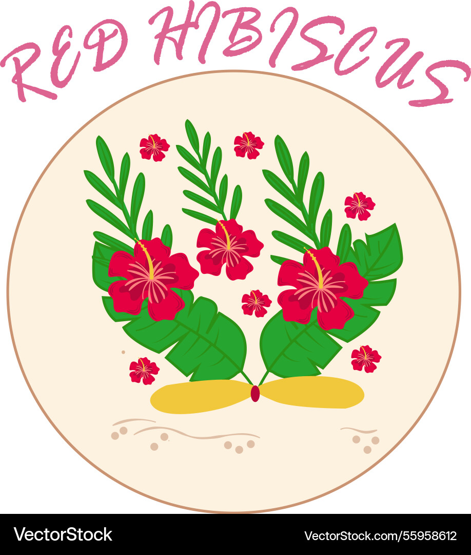 Red hibiscus nature attractive Royalty Free Vector Image