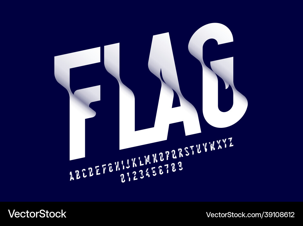 Waving flag style font Royalty Free Vector Image