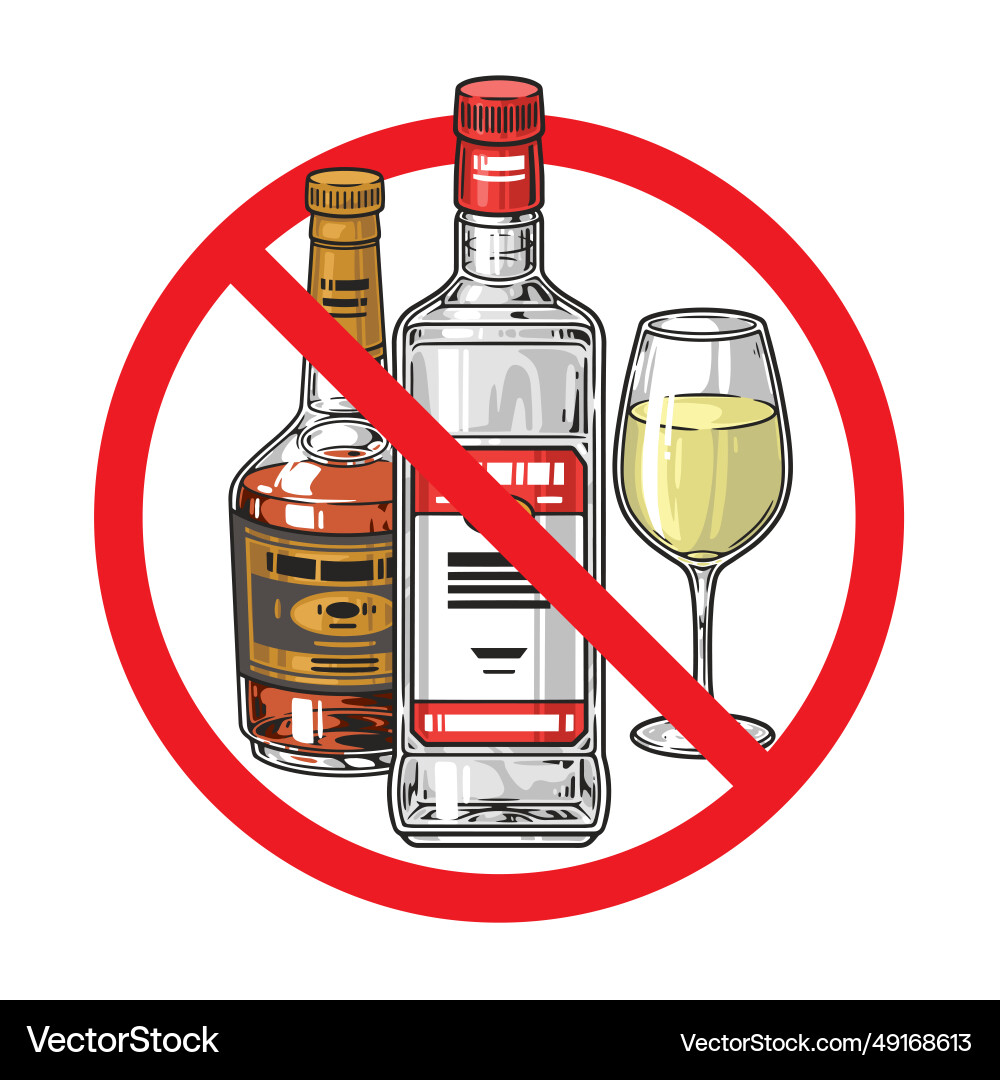 Alcohol prohibition problem label colorful Vector Image