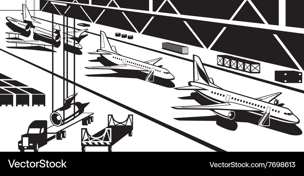 Aviation industry plant Royalty Free Vector Image