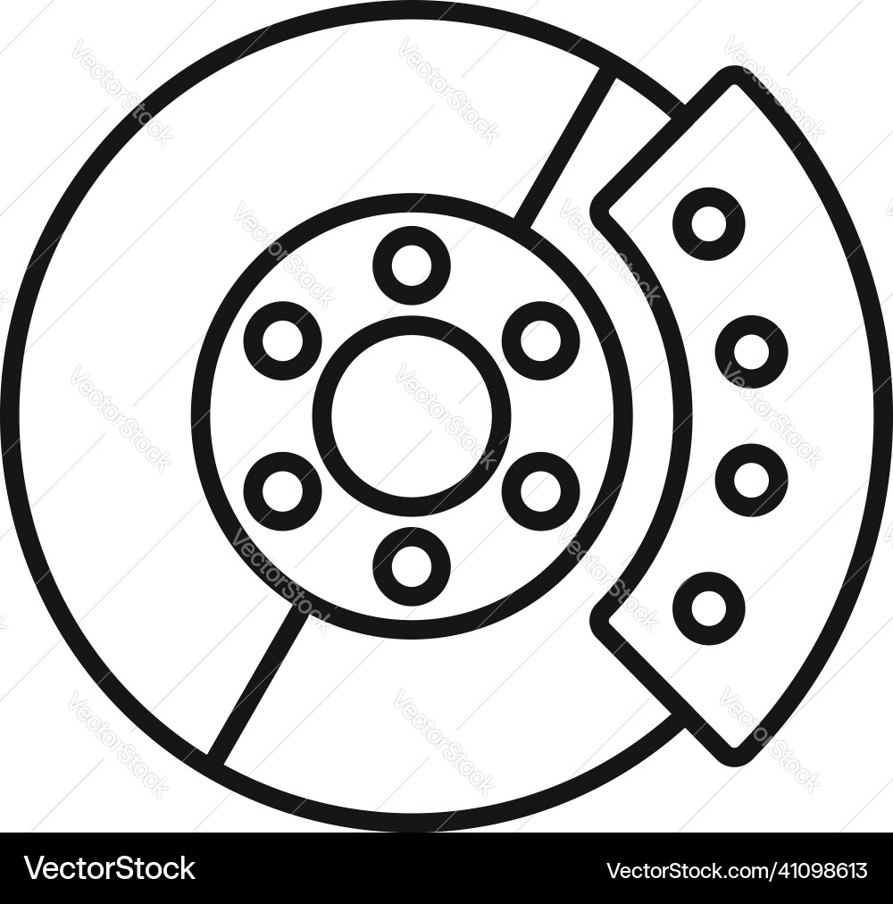 Car brake disk icon outline disc pad Royalty Free Vector