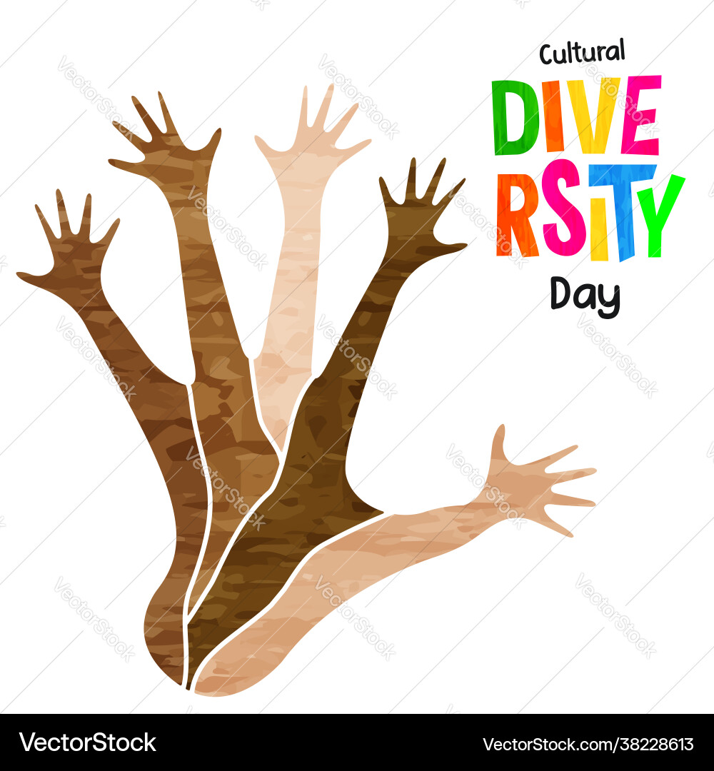Cultural diversity day banner diverse hand team Vector Image