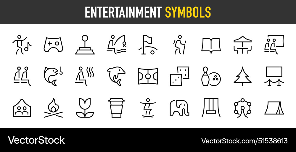 Entertainment symbols icons Royalty Free Vector Image