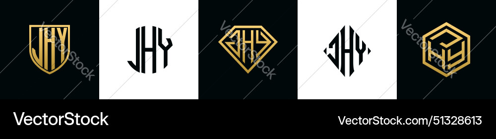 Initial letters jhy logo designs bundle Royalty Free Vector
