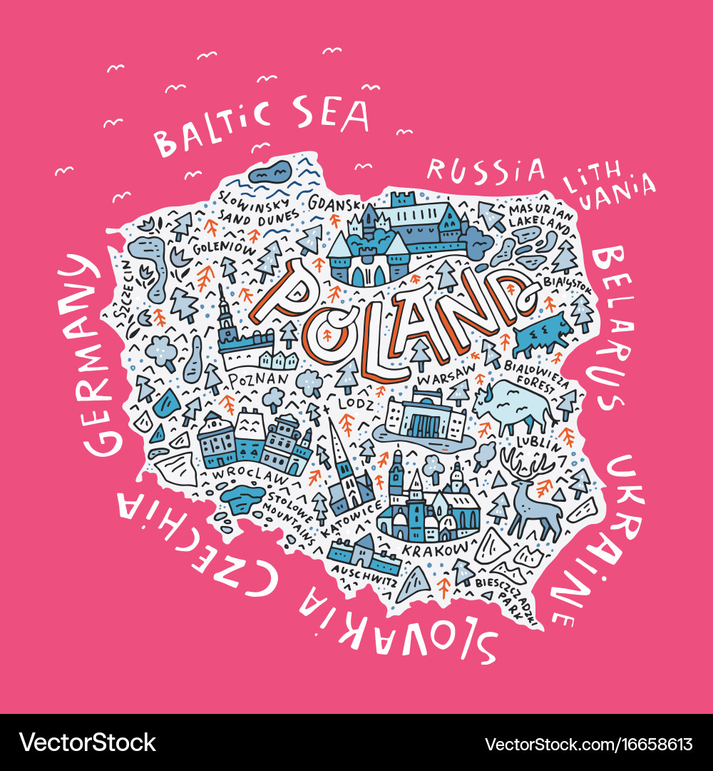 Map of poland Royalty Free Vector Image - VectorStock