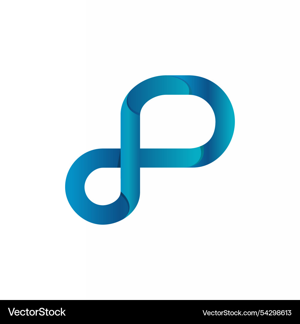 Modern letter p with infinity symbol combination Vector Image