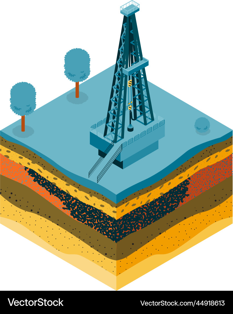 Oil well layers composition Royalty Free Vector Image
