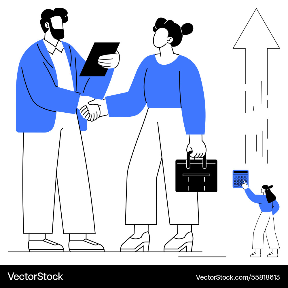 Professional handshake with upward arrow Vector Image