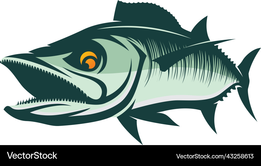 Wahoo fish fishing template Royalty Free Vector Image