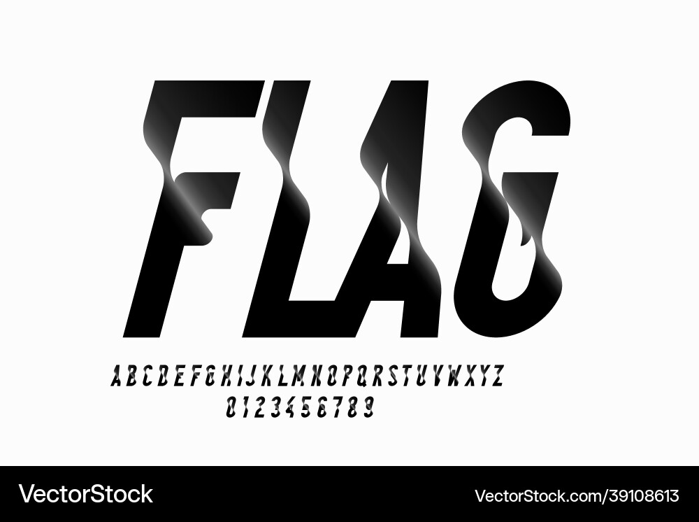 Waving flag style font Royalty Free Vector Image