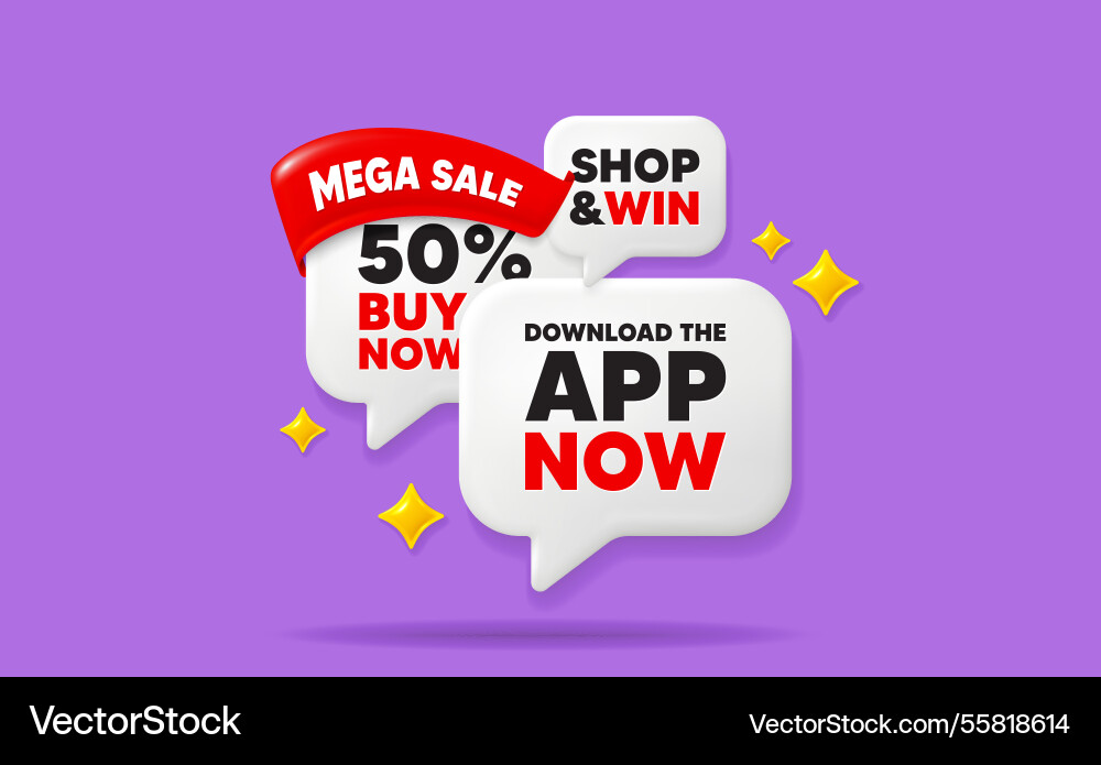 Download the app now web application sign ribbon Vector Image