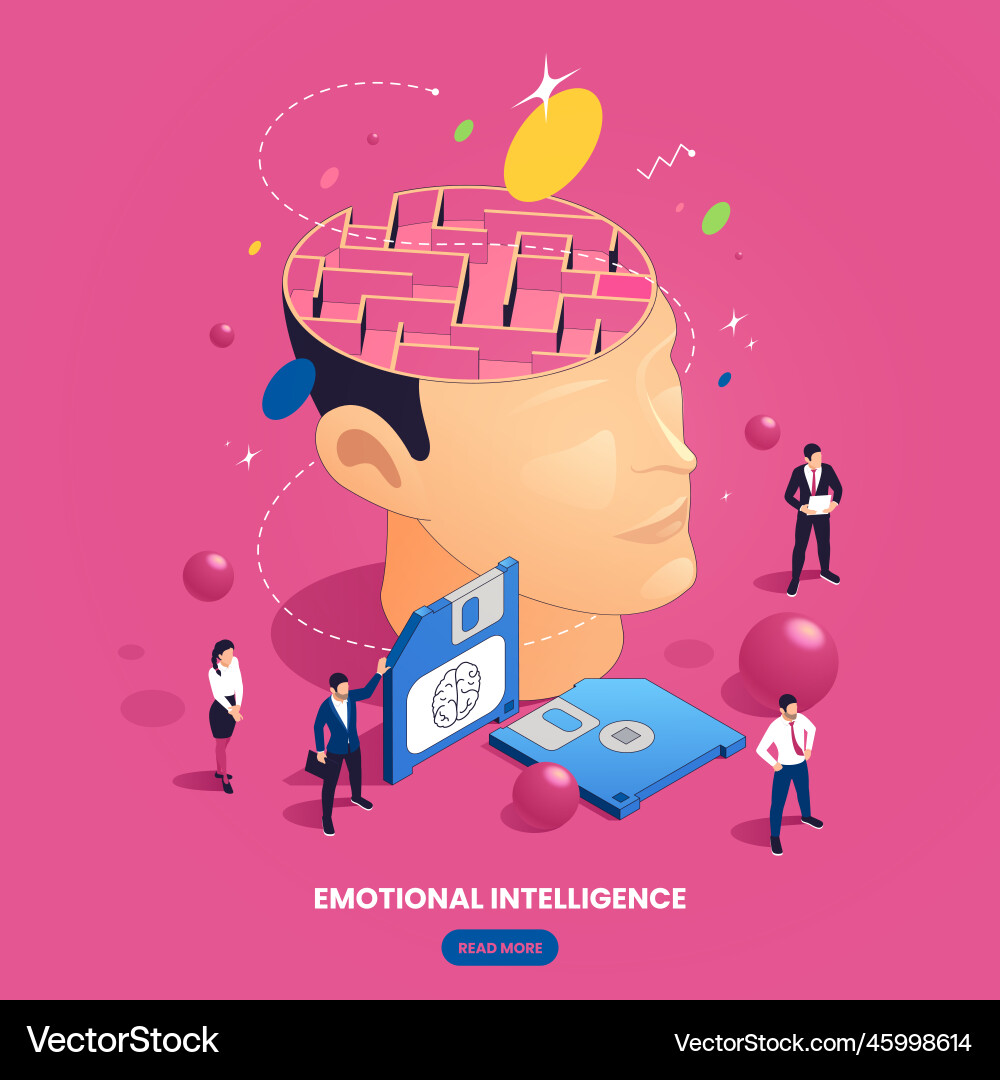 Emotional intelligence isometric background Vector Image