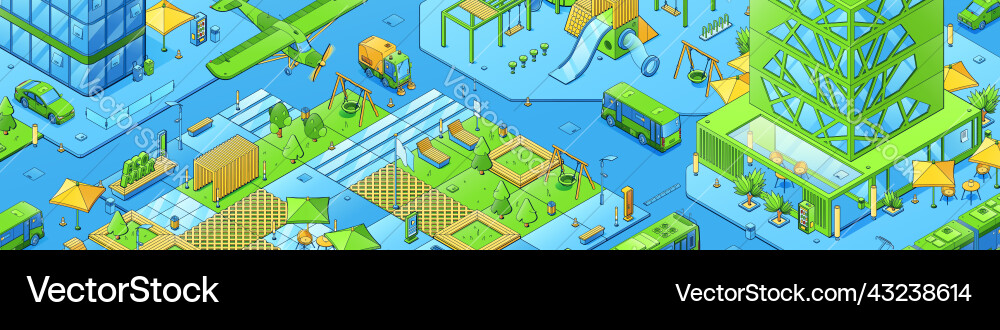 Isometric city map with eco park playground Vector Image