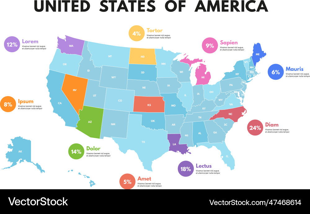 United States Map - State Data Royalty Free Vector Image