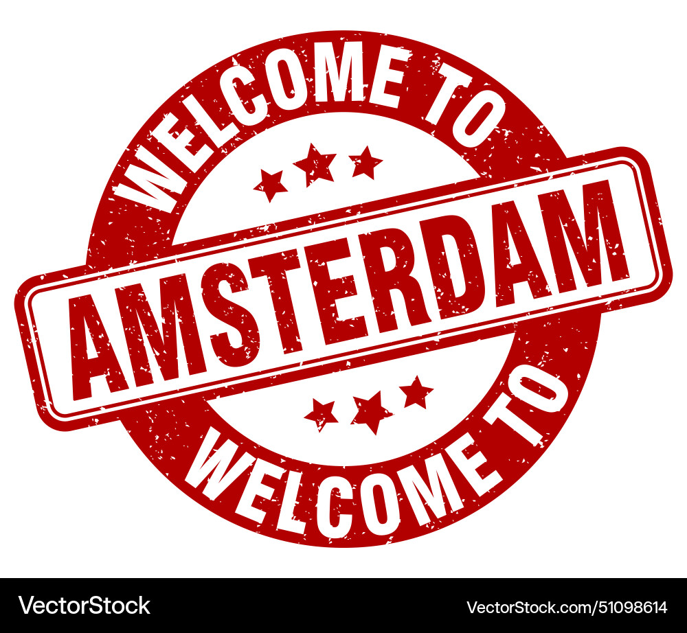 Welcome to amsterdam stamp round sign Royalty Free Vector