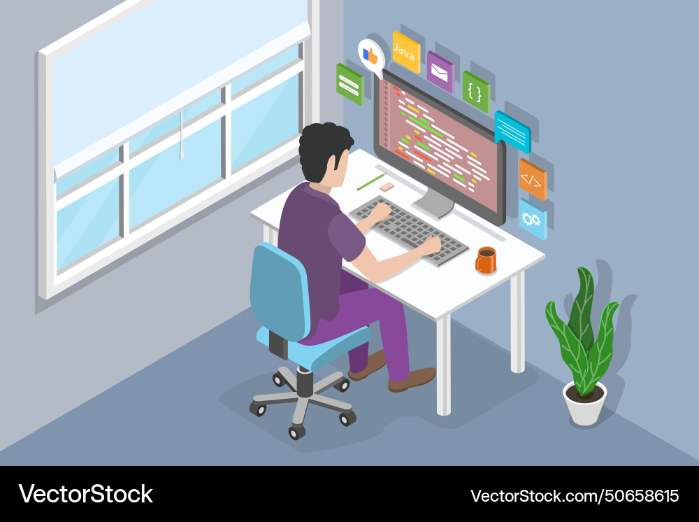 3d Isometric Flat Royalty Free Vector Image Vectorstock