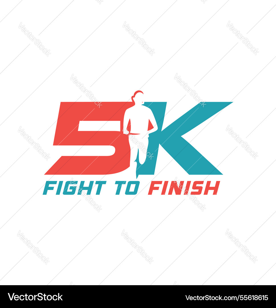 5k run logo design running marathon Royalty Free Vector